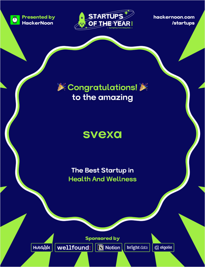 Svexa Wins! HackerNoon’s Health & Wellness Startup of The Year 2024 - Svexa